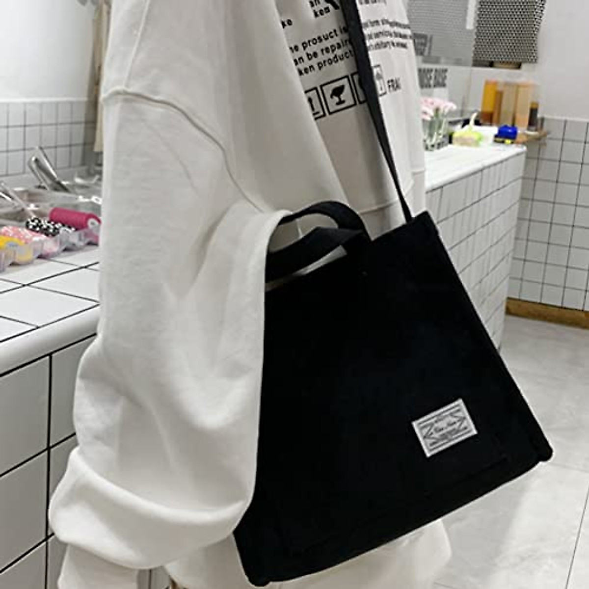 Abaodam Tote Bag for Women, Satchel Bag Handbag Crossbody Bag, Black