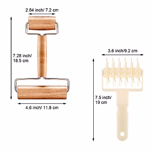 2 Pieces Pizza Plastic Dough Docker Wood Pastry Pizza Roller, Time-Saver Pizza Dough Roller Docker for Pizza Crust or Pastry Dough