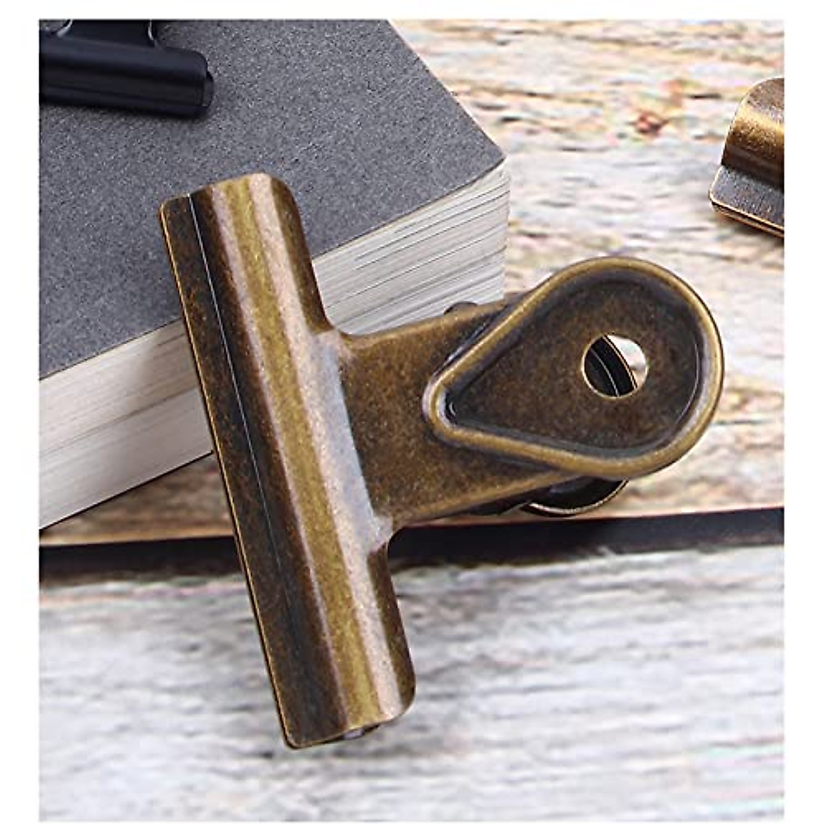 Zittop 4 Pack Bulldog Duckbill Metal Binder Clips, Invoice Bill Clip Utility Paper Clips for Office Home Use (Bronze, 40mm)