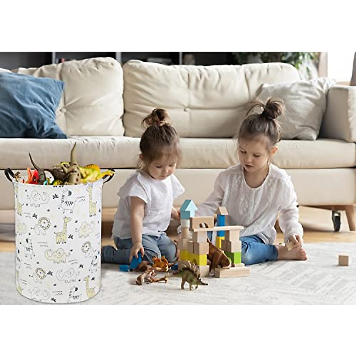 HIYAGON Baby Laundry Hamper Basket Baby Hamper for Nursery Boy and Girl Cute Kids Toys Storage Bin Organizer Animal Room Decor(Animals)