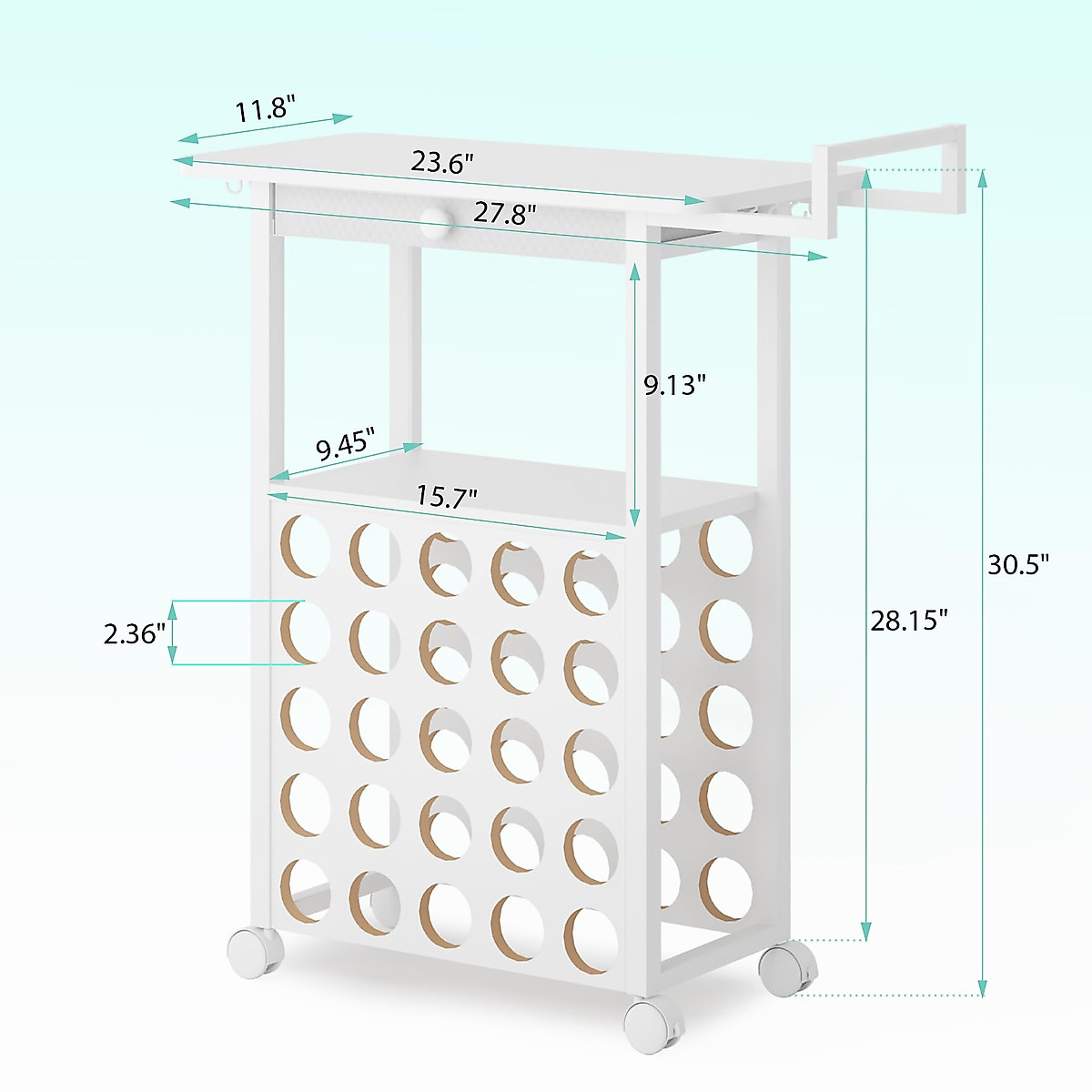 ousamili Craft Organization and Storage Cart Compatible with Cricut Machines, Craft Table with 25 Vinyl Roll Holder, Craft Cabinet Table for Craft Room and Home Workstation