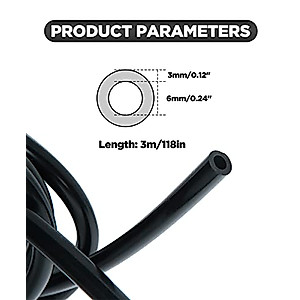 AOCISKA 10 Ft Silicone Vacuum Tubing,Universal High Performance Automotive Silicone Vacuum Tubing Hose line,1/4" Inner Diameter Hose,automotive Replacement Vacuum Hose Line(Black)