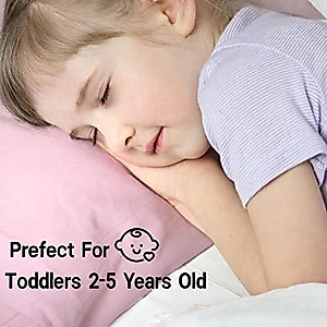 Aisawate Toddler Pillow with Pillowcase - 13X18 Soft Organic Cotton Travel Pillows for Sleeping - Machine Washable - Toddlers, Kids, Child - Perfect for Toddler Cot, Bed Set（Pink）