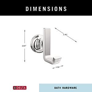 Delta Tetra (1-Pack) Towel Hooks Polished Chrome Double Bathroom J Hooks Wall Mounted for Robes & Towels Hand Towel Hook Holder Kitchen, Bathroom Accessories 78935