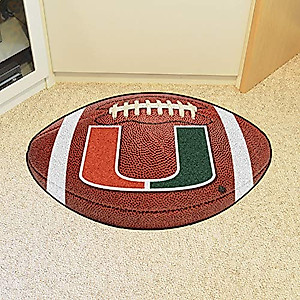 FANMATS 4464 Miami Hurricanes Football Rug - 20.5in. x 32.5in. | Sports Fan Home Decor Rug and Tailgating Mat - U Primary Logo
