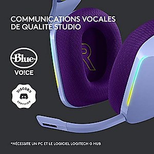 Logitech G733 Lightspeed Wireless Gaming Headset with Suspension Headband, LIGHTSYNC RGB, Blue VO!CE Mic Technology and PRO-G Audio Drivers, Lightweight, 29 Hour Battery Life, 20m Range - Lilac