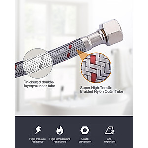 Faucet Supply Lines: WOWOW 40" Bathroom Sink Faucet Hose, Braided Nylon cUPC Supply Lines 3/8" Female Compression Thread × M8 Male Connector,Stainless Steel Braided Supply Line(1 Pair)