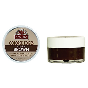 OKAY Colored Edges Dark Brown - Root Touch Up, Edge Control, Root Cover Up, Black Edge Gel, Gray Hair Cover Up for Women & Men, Hairline Coverage for Hair Loss, Thinning - 0.5 Oz (Pack of 1)