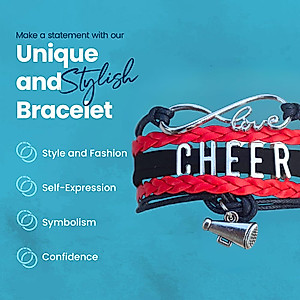 Cheer Charm Bracelet- Infinity Love Adjustable Cheerleading Jewelry in Team Colors for Cheerleader