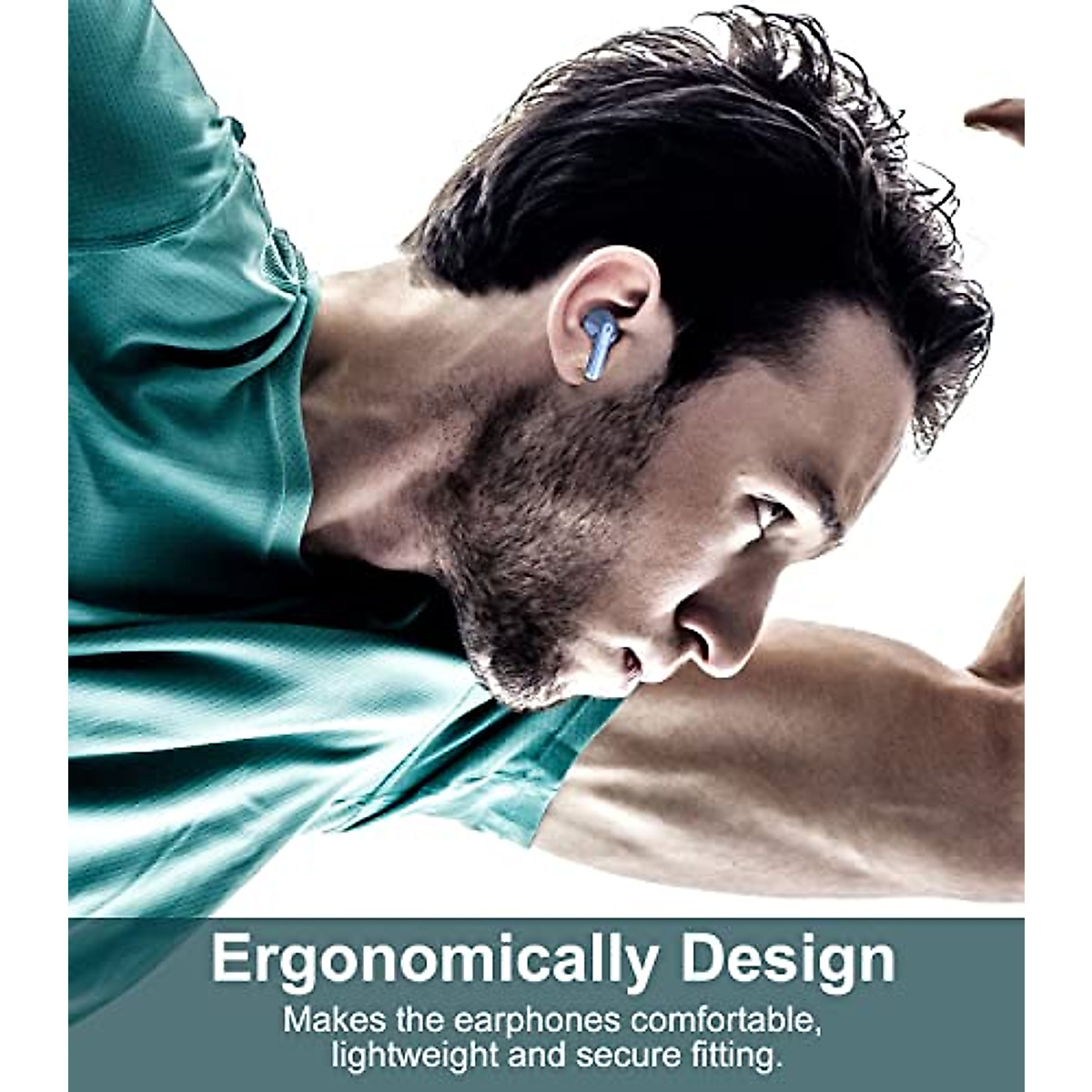 eleror T7 Wireless Earbuds Active Noise Cancelling, 4Mic Call ANC Noise Cancellation Bluetooth Headphones and Immersive Sound with Wireless Charging, Comfortable/Secure Fit, Light Weight (Blue)