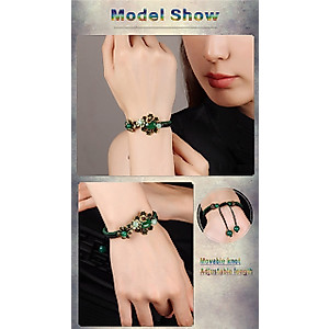 Xgimas Vintage Prosperity Flowers Jade Beaded Bracelet, Adjustable Rope Lucky Beads Wrap Charm Bracelet for Women Lovers Gift