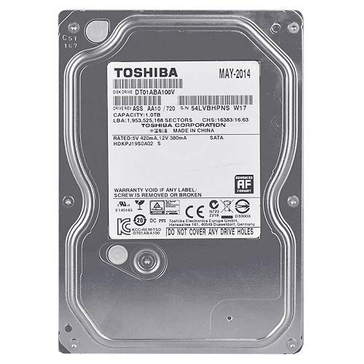Toshiba 1TB SATA 5700RPM 32MB Hard Drive-Renewed