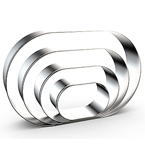 Pill Capsule Long Oval Plaque Frame Cookie Cutters Geometric Shapes for Baking - Set of 4-5 Inch, 4 Inch, 3 Inch, 2 Inch - Plaque Frame Stainless Steel