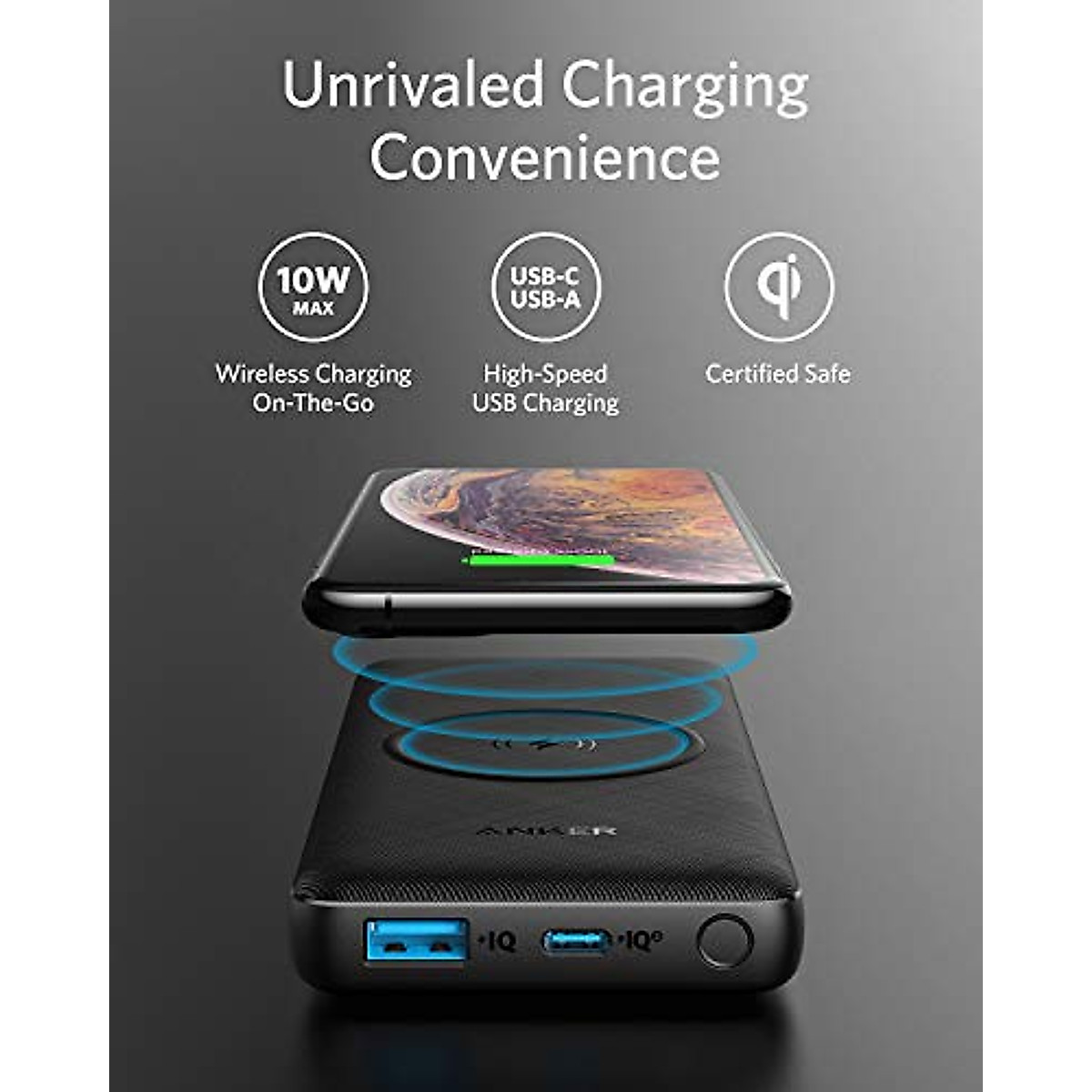 Anker PowerCore III 10K Wireless Portable Charger with Qi-Certified 10W Wireless Charging and 18W USB-C Quick Charge for iPhone 13, 12, Mini, Pro, iPad, AirPods, and More