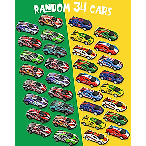 Vileafy 34 Cool Party Favors for Kids Goodie Bags Stuffers- Metal Pull Back Race Cars 3" for Kids Birthday Party Favors, and Carnival Prize for Toddlers 3-5 Years Old
