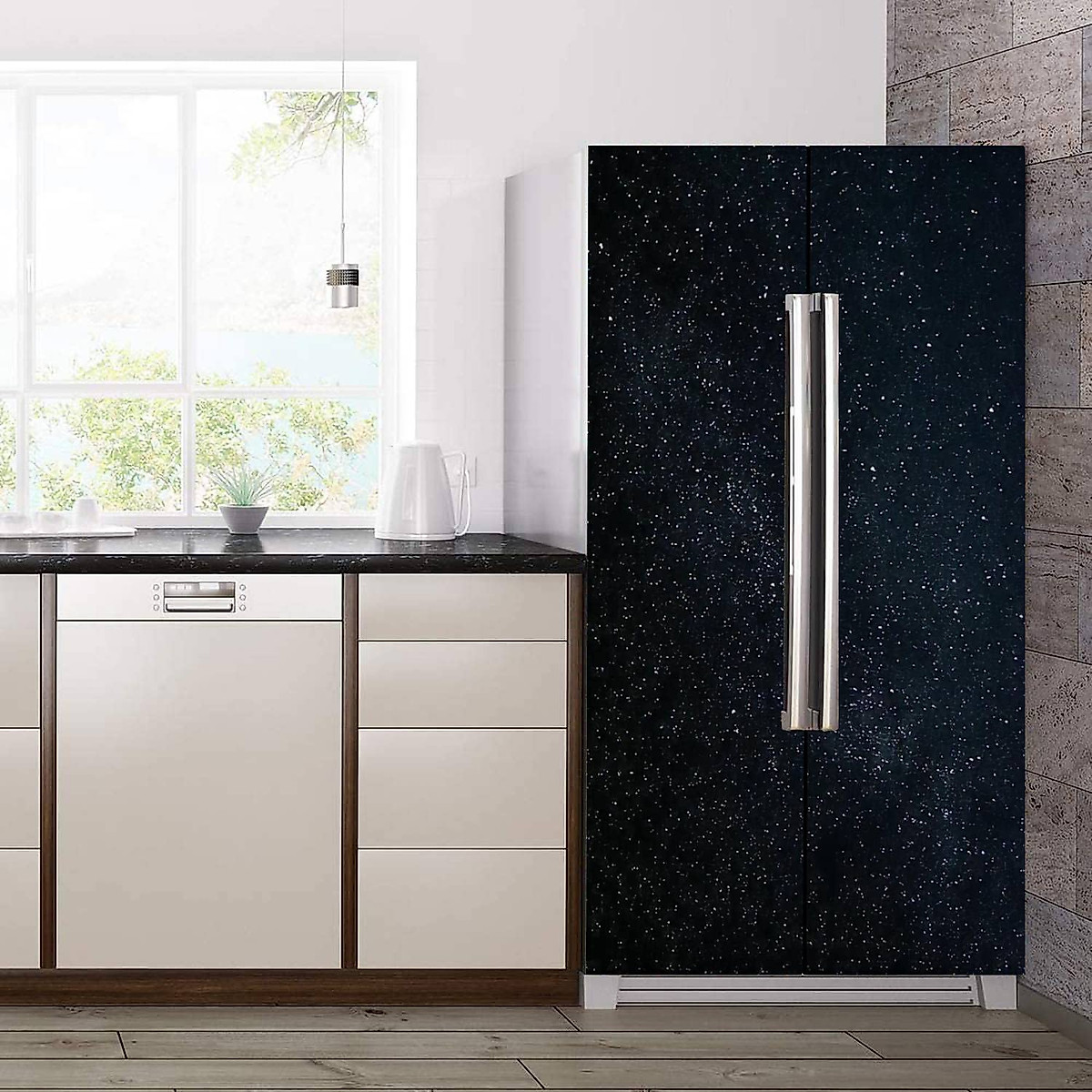 Self Adhesive Vinyl Refrigerator Wrap Set Very Sky Door Mural Sticker Removable Fridge Sticker Full Door Cover Peel and Stick Kitchen Decor