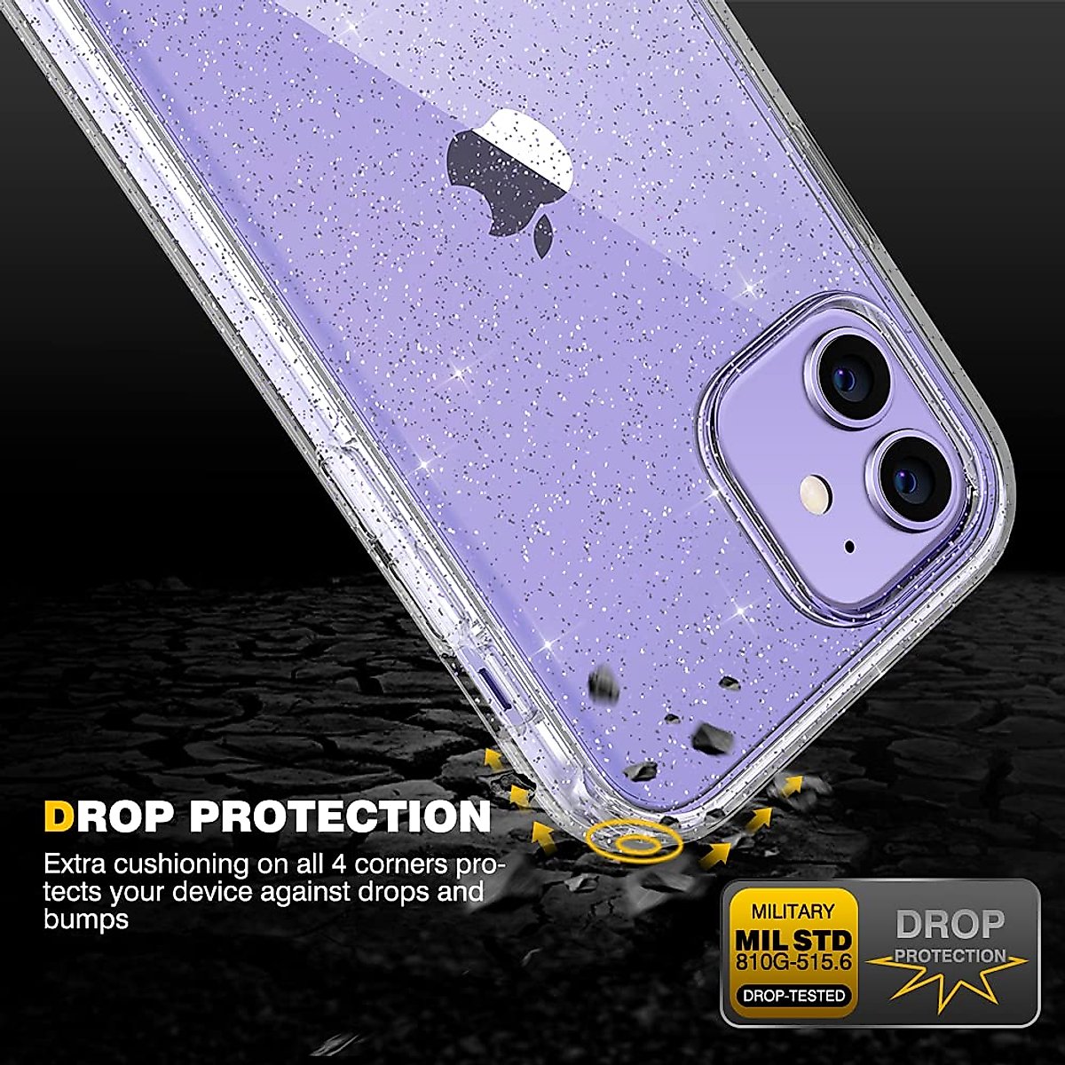 Diaclara iPhone 12 Mini Case - Full Body Rugged Case with Built-in Touch Sensitive Screen Protector, Soft TPU Bumper for iPhone 12 Mini 5.4" (Clear Glitter)