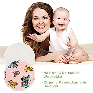 Lounsweer 30 Pcs Reusable Breast Pads Floral Bamboo Nursing Pads Nipple Pads for Breastfeeding Washable Nipple Cover Breastfeeding Essentials with Wet Bag and Laundry Bag for Mom Women Gift, 6 Styles