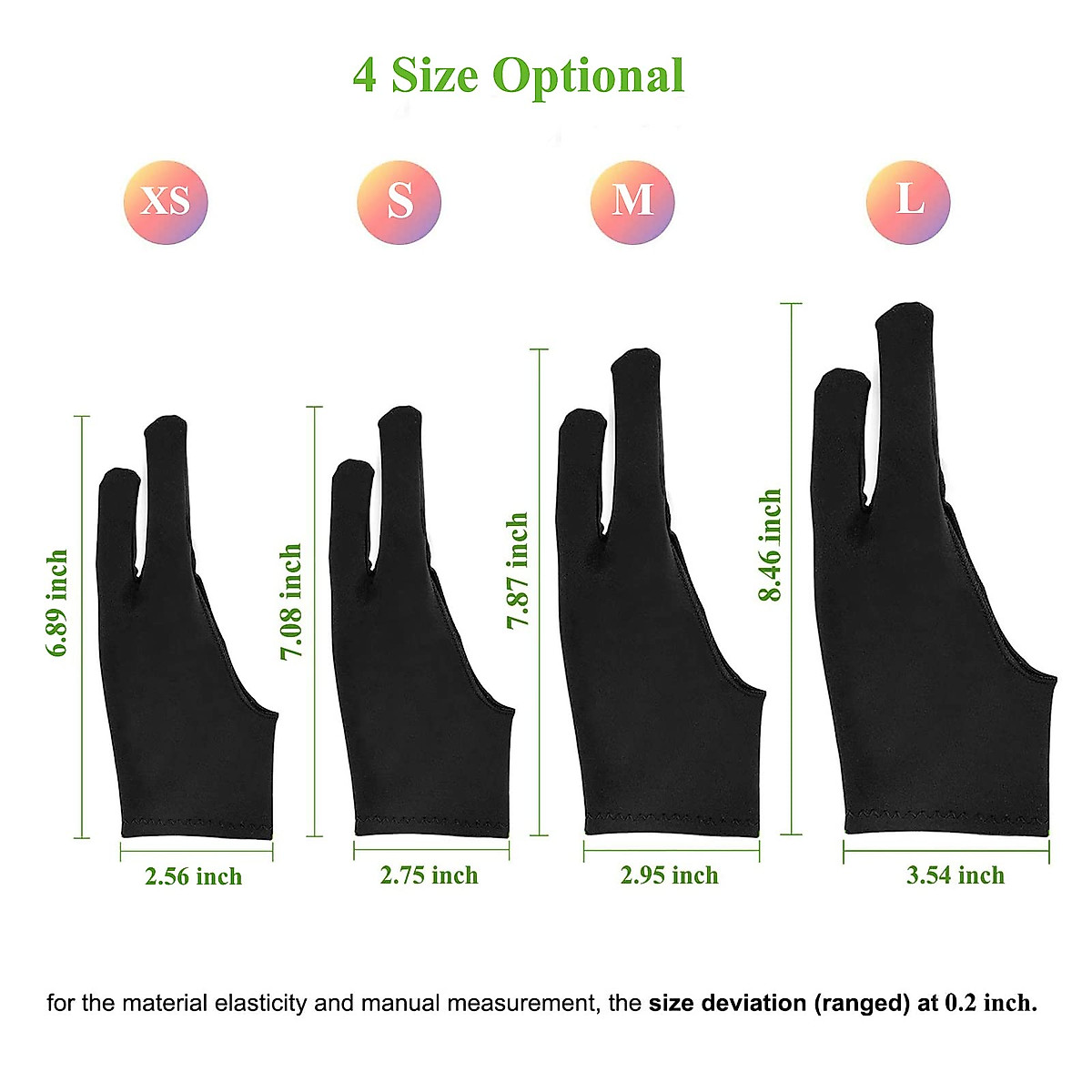 OTraki 4 Pack Artists Gloves 2 Finger Artist Glove Anti Smudge Glove Drawing Gloves for Paper Sketching, Pad Monitor, Graphics Tablet, Universal for Left and Right Hand - 2.75 x 7.08 inch