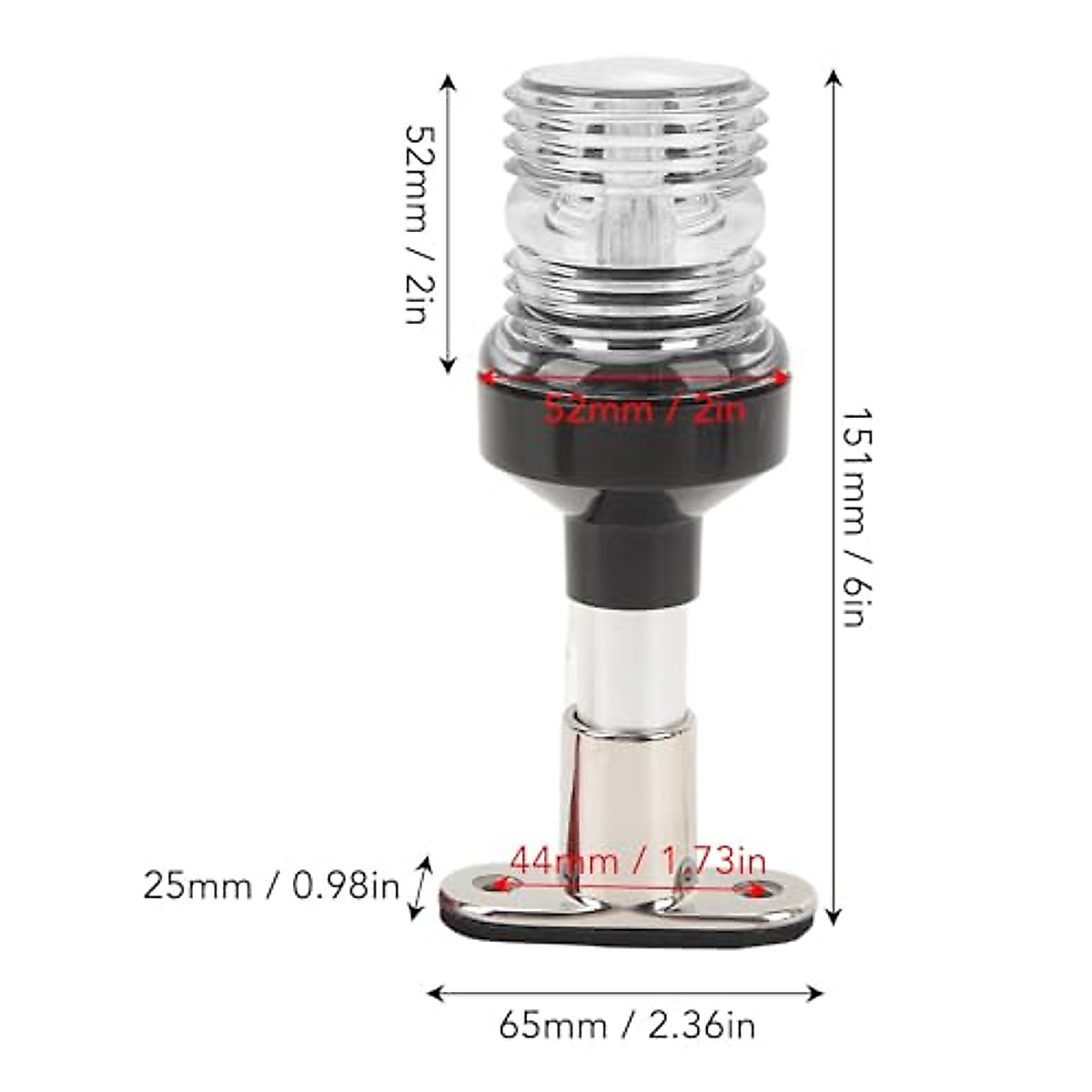 Boat Anchor Light, 6in All Round Stern Light Bright for Fishing Boat (Warm White)