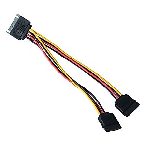 6-inch SATA Power Y Splitter, 1 male to 2 female.