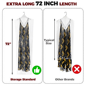 60-Pack Extra Long Dry Cleaning Bags for Clothes 72-Inch Long - Clear Plastic Garment Bags for Hanging Clothes, Dry Cleaner Plastic Clothing Cover for Suits, Gowns, Coat, Dance Costumes & Long Dresses
