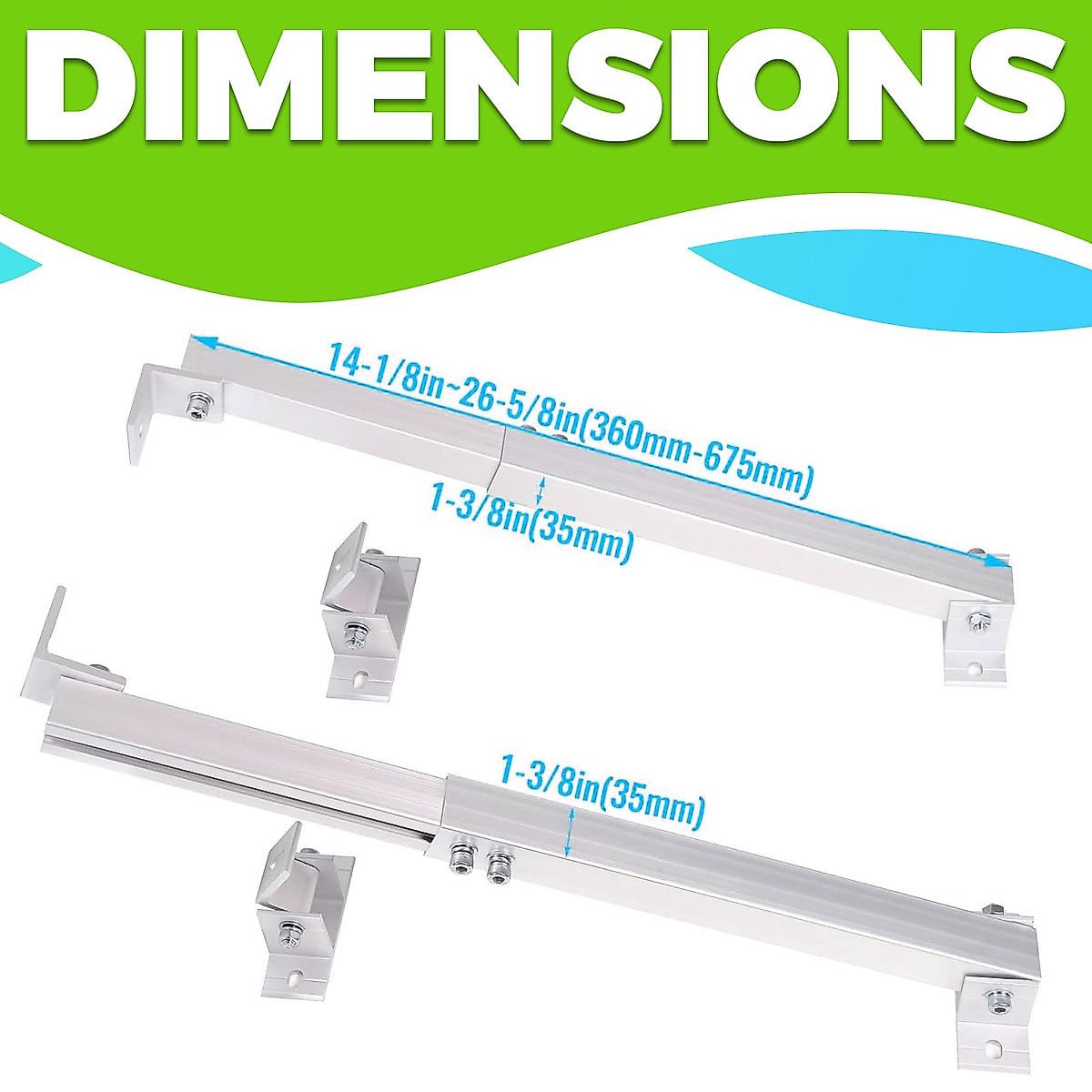 KUAFU Adjustable Solar Panel Tilt Mount Brackets Support up to 300W Solar Panel for Boats, RV, Roof on-Grid/Off-Grid Systems and Any Flat Surface Telescopic Bracket Solar Panel Pole Mount