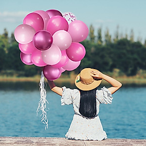 OuMuaMua Pink Balloons Hot Pink Balloons Set, 62Pcs Metallic Pink Balloons Magenta Balloons Baby Light Pink Balloons for Women Girls Baby Shower Birthday Princess Party Decorations, 12 Inch