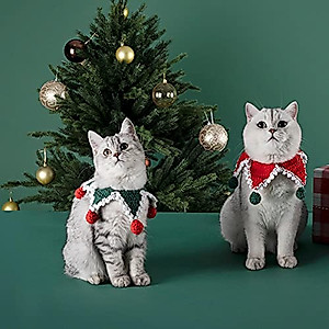 ＫＬＫＣＭＳ cat and Dog Costume Premium Hand Made Knitted Wool Pet Scarf Puppy Small Dogs and Cats Universal Adjustable Bib Pets Supplies for Christmas, Green2