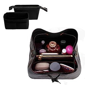ZTUJO Purse Organizer,Bag Organizer,Insert purse organizer with 2 packs in one set fit NeoNoe Noé Series perfectly (Black)