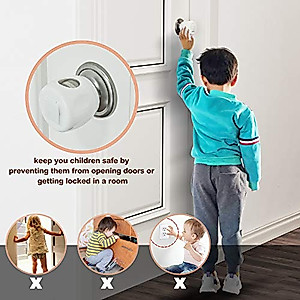 Door Knob Covers,Door Knob Covers Babyproof,Childproof Doorknob,Toddler Door Knob Cover,Child Door Knob Locks Lockable Upgraded Design (4pcs+4pcs) (Warm White)
