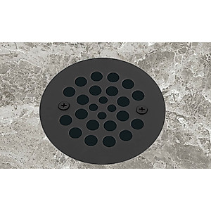 Artiwell 4-1/4“ Shower Strainer Drain Trim Set, Screw-in Shower Strainer Drain Cover, Plastic-Oddities Style Replacement Strainer Grid,Machine & Self-Tapping Screws Included (MATT Black)