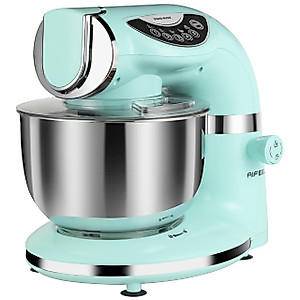 Aifeel Stand Mixer, 8.5QT+ 6QT Two Stainless Steel Bowls Electric Food Mixer, 7 in 1 Multifunctional Kitchen Mixer with Dough Hook, Whisk, Beater, Meat Grinder,Pasta & Cookie Maker-Green