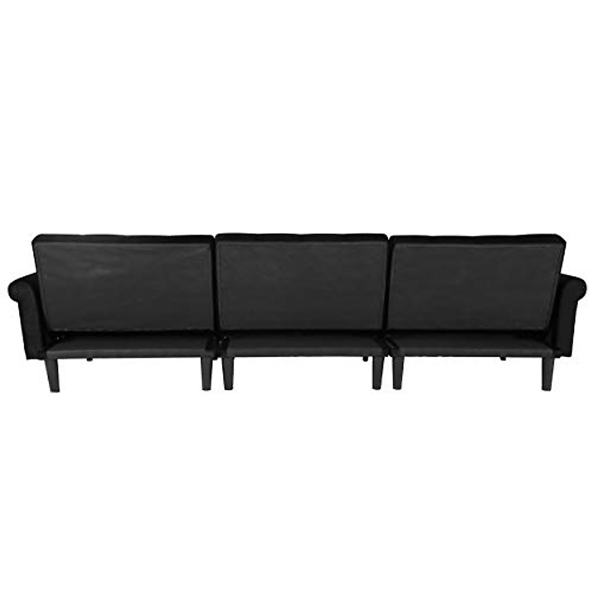 YUNLife&Home Velvet Convertible Sleeper Sofa Bed, Reversible Sectional L-Shaped Couch with 2 Pillows and Right Chaise Lounge for Living Room Apartment Office Studio Furniture Sets