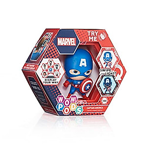 WOW! PODS Avengers Collection - Captain America | Superhero Light-Up Bobble-Head Figure | Official Marvel Collectable Toys & Gifts 4 inches