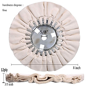 QZATTCAEN 8" White Airway Buffing Wheel,5/8'' Arbor Hole,12 Plys/Fine Polishing for Angle Grinder,2PCS