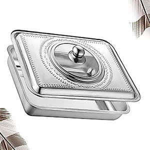 Cabilock Glass Dishes Griddle Cover Stainless Steel Pan Cover Lid for Chafing Dishes and Steam Table Pans Pan Lids for Food Warmer Buffet Serving Chafing Dishes with Window S Griddle Cover Metal Tray