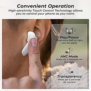 QEZEZA Wireless Earbuds, Active Noise Cancelling Earbuds Bluetooth Earbuds 5.2 with 4-Mics, Stereo in-Ear Headphones with Wireless Charging Case for iPhone, Android