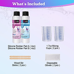 LET'S RESIN 8oz Silicone Mold Making Trial Kit, Fast Cure Mold Making Silicone Rubber, Easy Mixing, Flexible Platinum Cured Molding Silicone for Casting Resin Molds & Silicone Molds (Translucent)