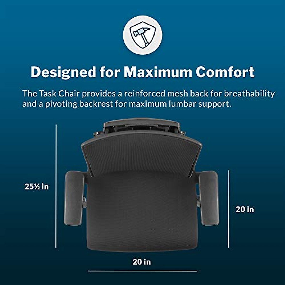 Vari Task Chair (VariDesk) - Adjustable Office Chair with Armrests and Rolling Casters - Use as a Gaming Chair, Desk Chair, Computer Chair, or Ergonomic Office Chair - Easy to Assemble (Black)