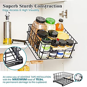 HOUSE AGAIN Pull Down Kitchen Cabinet Organizer, Drop Down Spice Rack Easy Reach for Pantry/Cabinet/Cupboard, Sliding Out Storage Basket for Upper Cabinet, Pull Out Drawer, Black