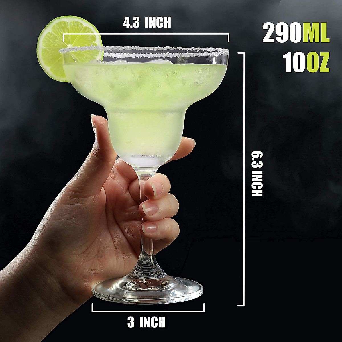 Season STORY Large Margarita glasses Set of 2-10oz, Cocktail glasses with stem, Crystal glassware for frozen margaritas, martini, mixing cocktails, gin and tonic glasses, gin glasses for gin lovers