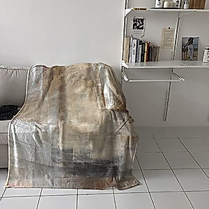 Fleece Throw Blanket for Bed Couch Sofa Lightweight Plush Fuzzy Cozy Soft Blankets and Throws Brown and Grey Abstract Painting 40" x 50"