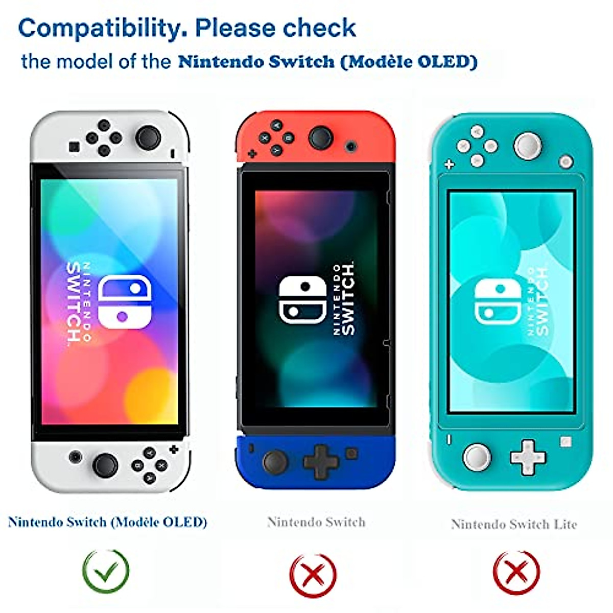 NEW'C [3 Pack] Designed for Nintendo Switch (model OLED) Screen Protector Tempered Glass, Case Friendly Ultra Resistant