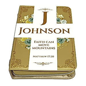 10x7 Inch Personalized Bible Cover – Create Your Own Design, Custom Bible Cover and Carrying Case with Handle – Leatherette Book Covers and Bible Case for Women - Gold (Design 3)