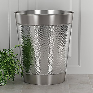 nu steel Hudson Bathroom Wastebasket Bin Trash Can in Premium Polished Stainless Steel for Bathrooms & Vanity Spaces