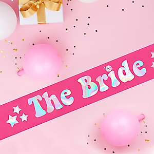 Generic The Bride Iridescent Sash, Hot pink Bride to be Sash,Bachelorette Party Sash, Bridal Shower Engagement Wedding Party, Hen Party Decorations Supplies, Future Mrs Sash