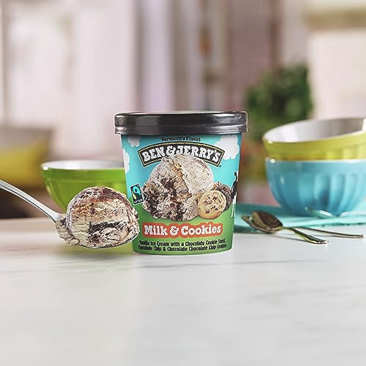 Ben & Jerry's Milk & Cookies Vanilla Ice Cream Pint Non-GMO 16 oz