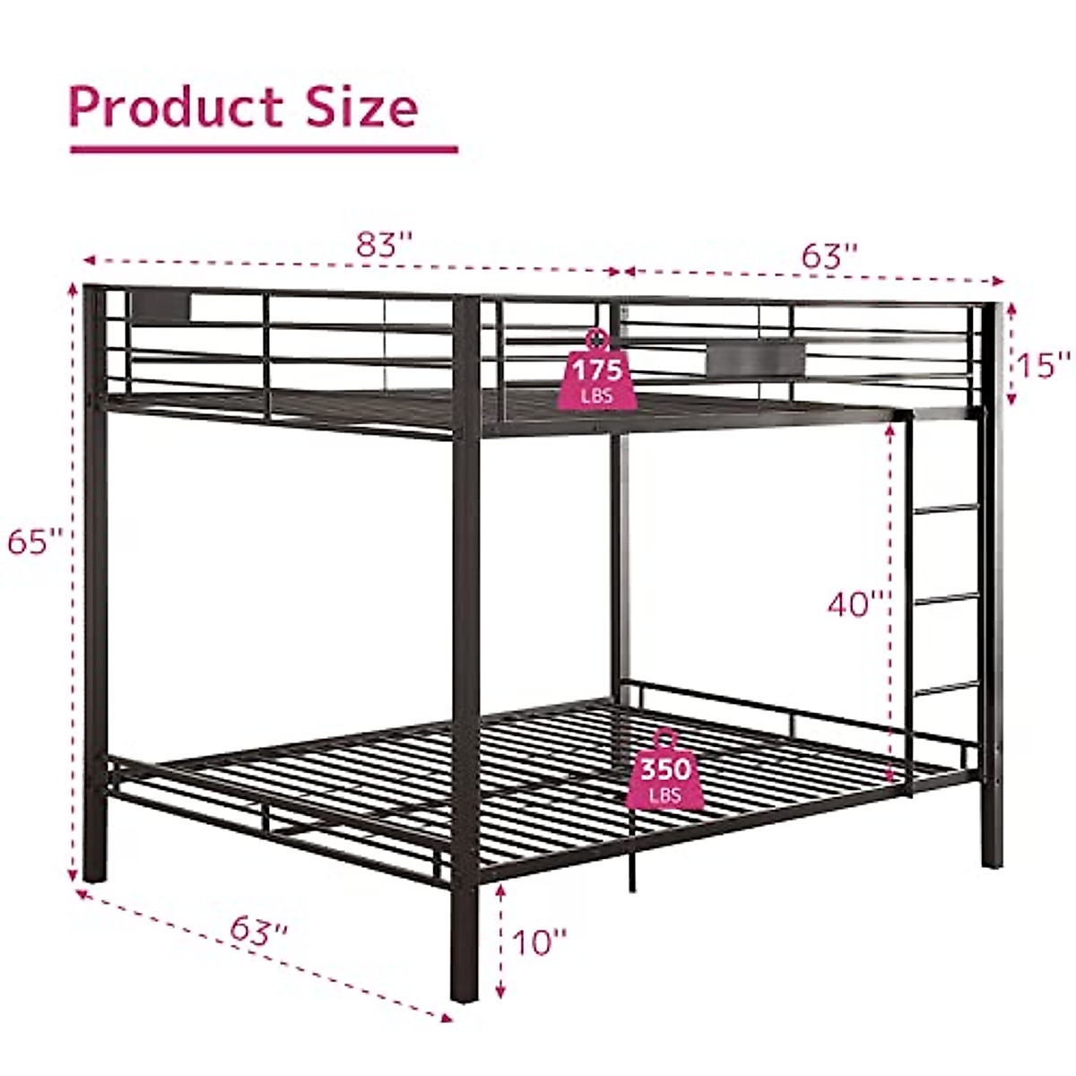 ACME FURNITURE Kaleb Queen/Queen Bunk Bed - 38015 - Sandy Black