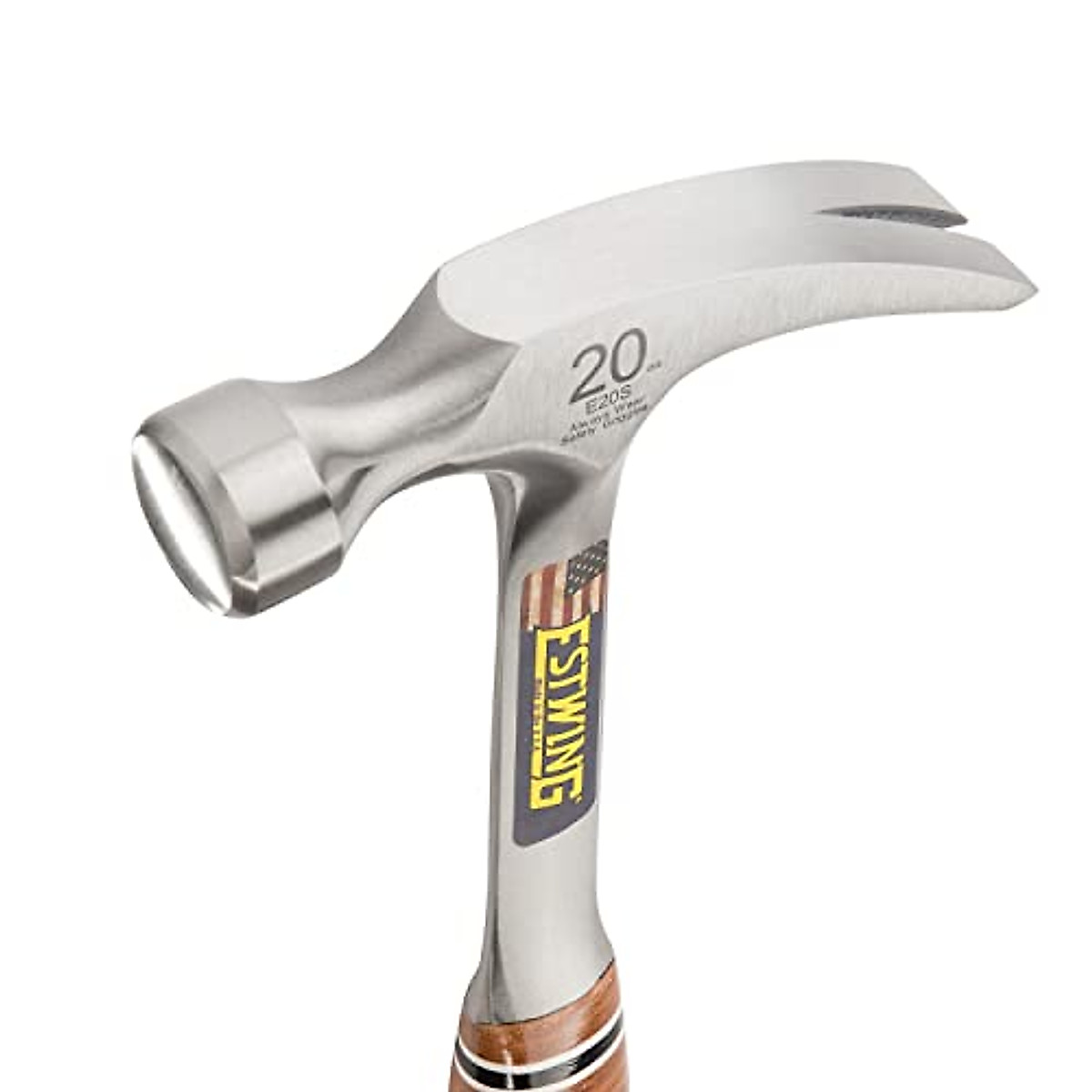 Estwing Hammer - 20 oz Straight Rip Claw with Smooth Face & Genuine Leather Grip - E20S